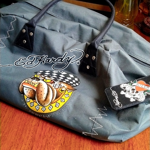 Ed Hardy | Bags | Ed Hardy Classis Bulldog Duffel Bag With Info Travel ...